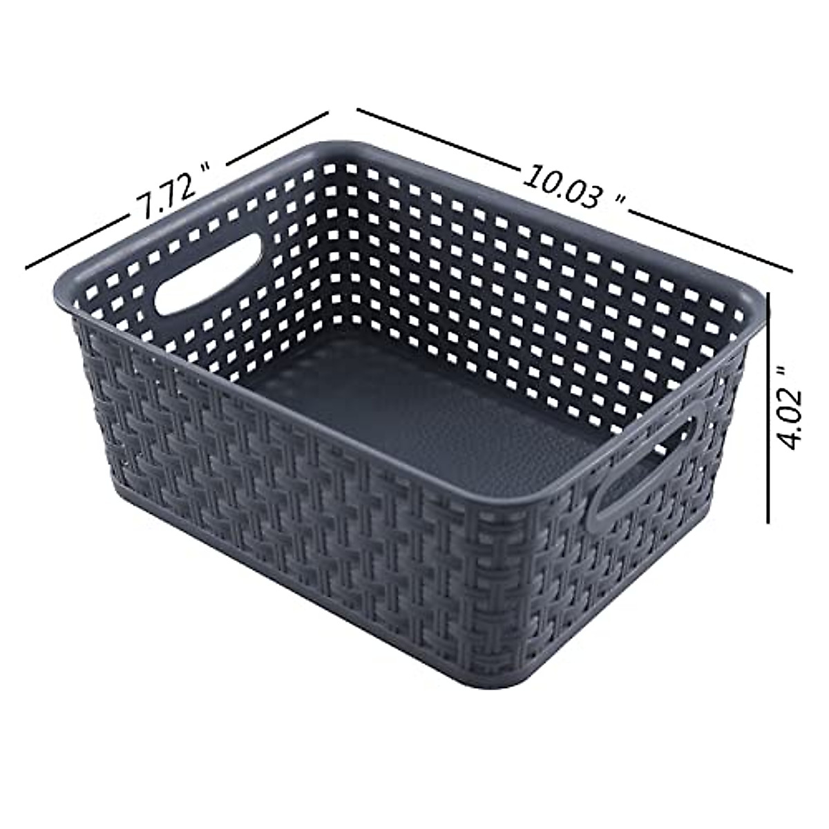 Ggbin 6-Pack Woven Plastic Storage Basket, Pantry Organizer Basket Bins, Gray