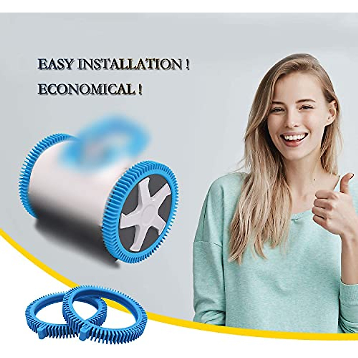 2 Pack Pool Cleaner Tires - Fits for Poolvergnuegen Pool Cleaner Parts 896584000-143 Blue Front Tire Kit with Super Hump