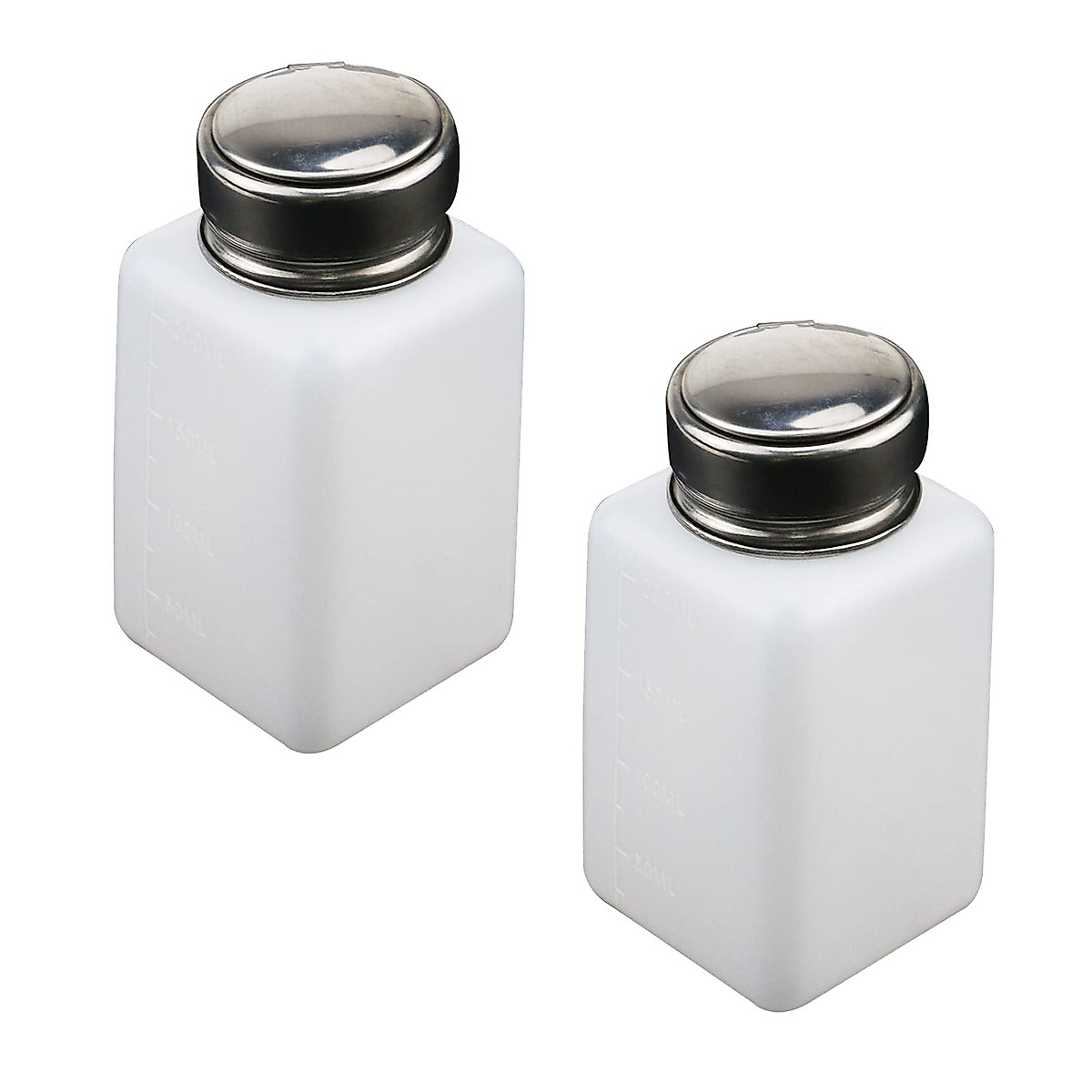 Antrader 2 Pack Push Down Dispenser Bottles,200ml(6.7oz) Push Down Liquid Dispenser Pump Bottle,White