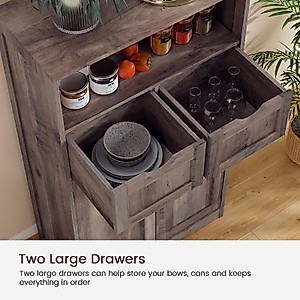 Iwell Large Storage Cabinet with 2 Drawers & 2 Shelves, Bathroom Cabinet, Cupboard for Living Room, Kitchen, Office, Rustic Gray