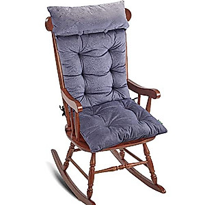 Big Hippo Rocking Chair Cushion,Soft Thicken Rocking Chair Cushion Set with Detachable Neck Pillow Back Support,Comfy Chair Cushion Pad with Ties for Outdoor Indoor Home Office,Gray