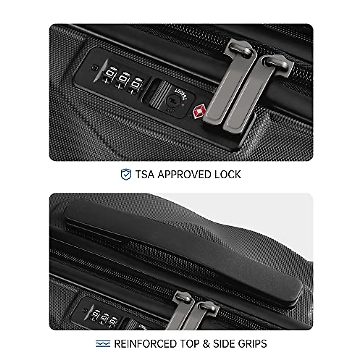 BAGSMART Carry On Luggage, PC Hardside Suitcase Airline Approved, 20 Inch Carryon Luggage with Spinner Wheels, Travel, Hard Shell Lightweight Rolling Suitcases for Men Women,Black