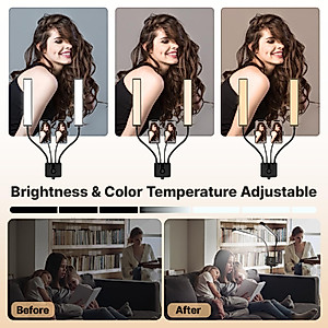 LED Video Light, ULANZI 45W Double Arms Beauty Light with Adjustable Tripod Stand, Dimmable 3200-5600K LED Video Light Photography Kit with 2 Phone Holders, for Makeup,Manicure,Tattoo,Live Streaming