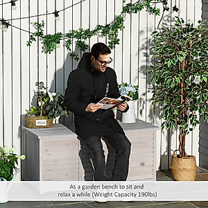 TZXTW 75 Gallon Wooden Deck Box, Outdoor Storage Container with Aerating Gap & Weather-Fighting Finish for Patio Furniture Cushions, Pool Accessories, Garden Tools, Grey