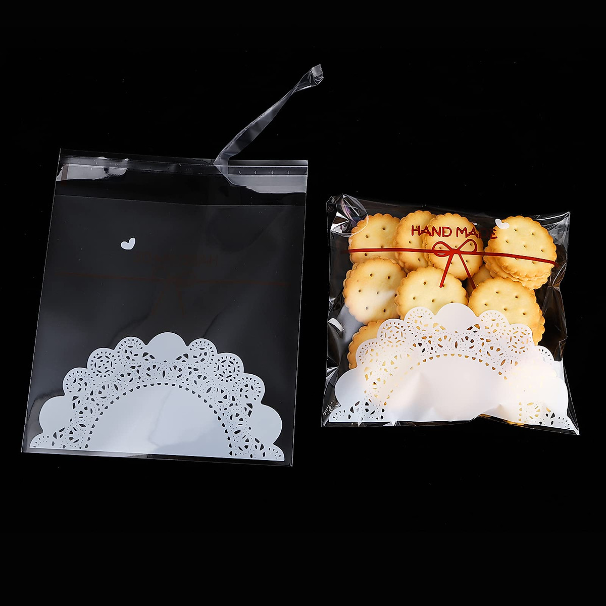 TOPZEA 500Pcs Self-adhesive Cookie Bags, 5.5x5.5Inch Clear Treat Bags DIY Plastic Individual Candy Bags Decorating Favor Bag Cellophane Bags for Packing Biscuits, Chocolate, Snack, Wedding, Party