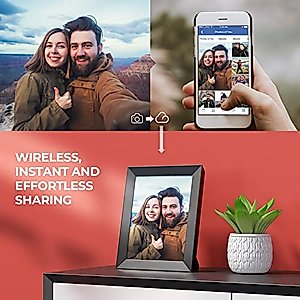 DragonTouch 10 Inch WiFi Digital Picture Frame, 2K Auto-Rotate Touch Screen Digital Photo Frame, Built-in Rechargeable Battery, Share Photos via App, Email, Cloud in a Minute