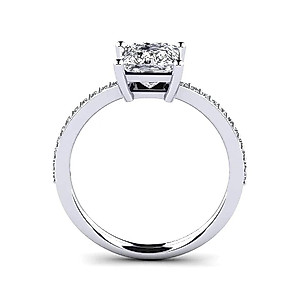YDD Moissanite Engagement Rings Engagement Rings For Women Halo White Gold 1 Carat(1 CT) Princess Cut Brilliant Free Engraved 10K Size 9