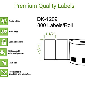 GREENCYCLE 20 Pack Compatible for Brother DK-1209 Standard Address Paper Label Roll with Cartridge 1-1/7" x 2-3/7" (29mm x 62mm) White Labels Used in QL-560 QL-570 Ptouch Label Printers