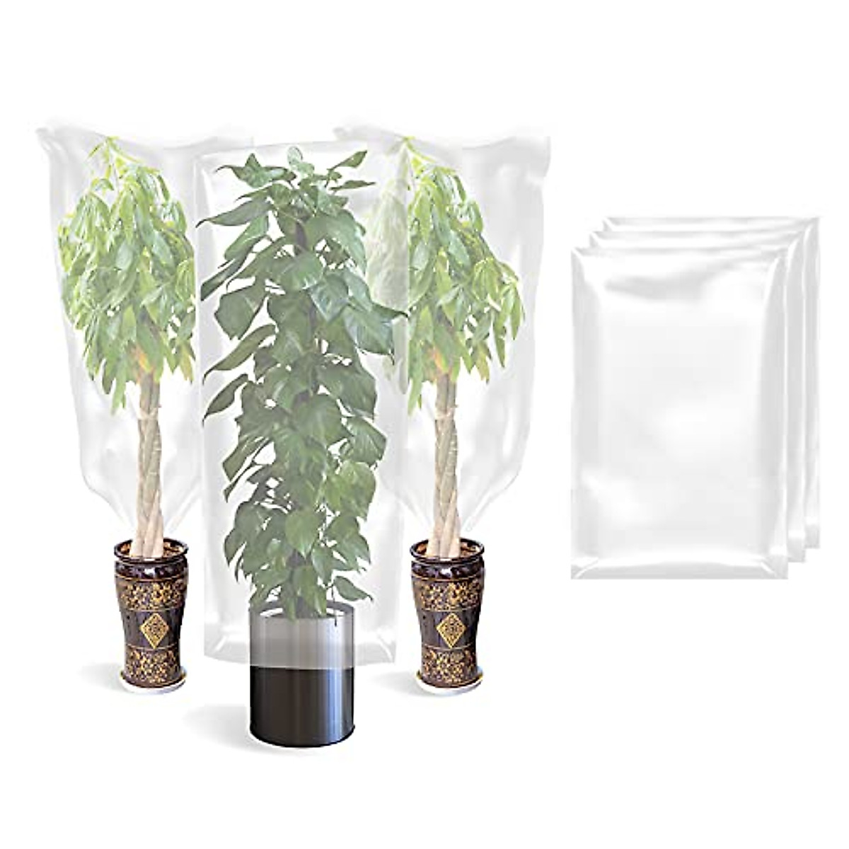 Sirozi 3 Pack Plant Protection Film Cover, 44" x 27.5" Winter Transparent Plant Freeze Protection Bags Outdoors Garden Greenhouse Plant Frost Cover Bags