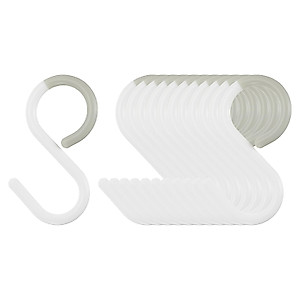 HARFINGTON 12pcs S Hooks 3.5" Plastic Hanging S Shaped Hooks Large S Hanger Closet Rod Hooks for Hanging Kitchen Utensils Cups Plants Jewelry Jeans Clothes Towels Tools, White