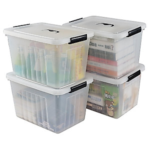 Hayixia Latching Storage Box Pack of 4, 22 Quart Storage Bins with Lids and Handles, Clear