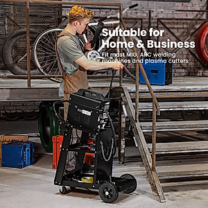 VIVOHOME Iron 3 Tiers Rolling Welding Cart with Upgraded Wheels and Tank Storage for TIG MIG Welder and Plasma Cutter Black