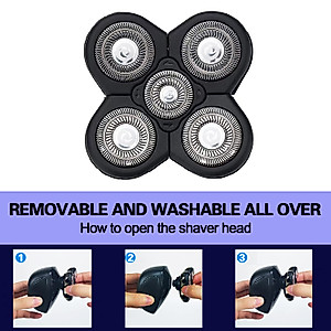 Electric Shaver Replacement Head 8 Heads for Bald Men Wet and Dry Compatible Waterproof 8D Upgrade Replacement Blades