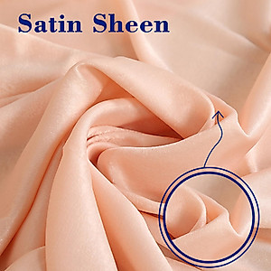 SHERWAY 9.6 Feet x 10 Feet Light Peach Silky Soft Curtain Wedding Backdrop Drapes, Slightly Shiny Satiny Window Curtains for Party Ceremony Decoration