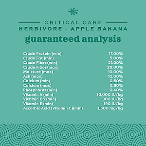 Oxbow Animal Health Critical Care, Herbivore, Apple-Banana Flavor, 141 Gram Bag