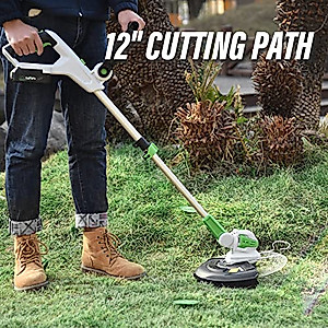 SOYUS Weed Wacker 12 Inch String Trimmer Cordless 20v Electric Weed Wacker, 2 Pcs 2.0Ah Battery Powered Weed Trimmer/Edger, Lightweight Grass Trimmer with 8 Pcs Replacement Spool Trimmer Lines