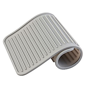 mDesign Premium Quality Square Pet Food and Water Bowl Feeding Mat for Dogs and Cats, Waterproof Non-Slip Durable Silicone Placemat - Food Safe - Small, Linelle Collection - Gray