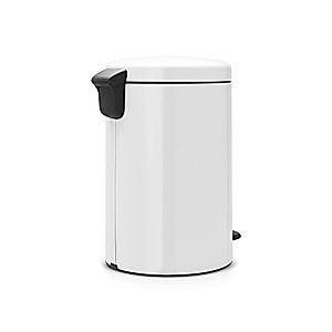 Brabantia New Icon Step Trash Can (5.3 Gal/White) Soft Closing Kitchen Garbage/Recycling Can with Removable Bucket