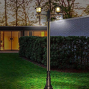 Modern High Pole Street Light European-Style Courtyard Post Light Outdoor Die-cast Light Waterproof Dual-Head Aluminum Pole Light LED Street Lamp Villa Park Solar Landscape Street Lamp