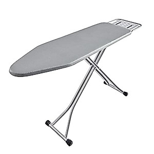 BKTD Ironing Board, Heat Resistant Cover Iron Board with Steam Iron Rest, Non-Slip Foldable Ironing Stand. Heavy Sturdy Metal Frame Legs Iron Stand(13 * 34 * 53 Inches) Silver Gray Color