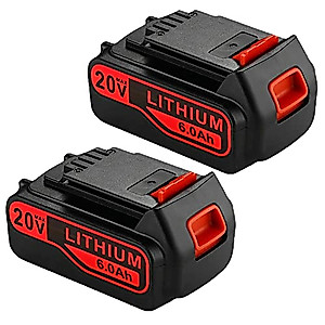 VANON 2Pack Lithium LB2X4020 6.0Ah 20V MAX Replacement for Black and Decker 20V Battery LBXR20 LBXR20-OPE LB20 LBX20 LBX4020 LB2X4020-OPE