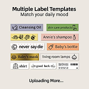 Makeid Label Maker Machine with 3 Tapes (White+ Green+ Transparent) 3/5 inch or 16mm USB Rechargeable Thermal Label Printer for Android iOS Cute Fonts Emoji Stickers Fast and Easy, Green