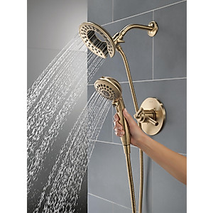 Delta Faucet Saylor 17 Series Gold Shower Valve Trim Kit with In2ition 2-in-1 Shower Head with Handheld Spray, Shower Faucet, Shower Head and Handle, Champagne Bronze T17235-CZ-I (Valve Not Included)