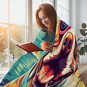 Pitbull Blanket Queen Size - Customized Lightweight 3D Print Dog Blanket for Bed Couch Sofa Chair Office Car Travel Microfiber Pitbull Room Decor for Dog Lovers Boys Girls Men Women Teens Kids