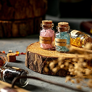 KHOCOEE 12 Different Gemstone Bottles Chip Crystals and Healing Stone, Chakra Healing Crystals Bottles, Wicca Gem Stones Set, Witchcraft Crystals