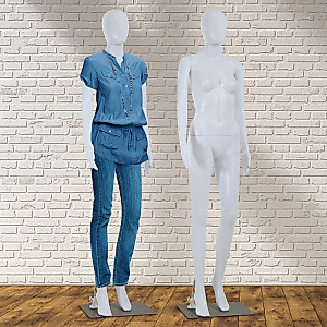 69 Inch Female Mannequin Full Body Dress Form Adjustable Dress Mannequin,Mannequin Torso Realistic Mannequin Display Sewing Manikin with Metal Base Plastic Head,White…