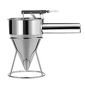 MosaiRudo Stainless Steel Pancake Batter Dispenser with Stand, Detachable Handle Pancake Dispenser for Takoyaki,Baking,Cupcakes,Muffins-Cooking Crepes,Waffles (600ML)