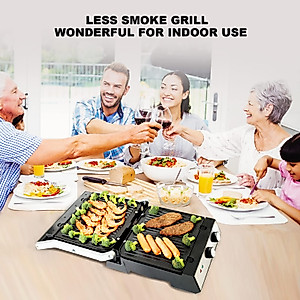 FELAYZA Smokeless Indoor Electric Grill & Panini Press, 8-Serving, Nonstick Removable Plate, Temp & Time Adjustable, Indoor Table Aluminum Grill with Removable Drip Tray for BBQ, Sandwich, Pancake etc