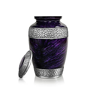 SmartChoice Cremation Urn for Human Ashes Adult Memorial Funeral Vase with Secure Lid Royal Purple Handcrafted Adult Urn (Adult Cremation Urn)