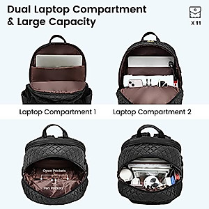 LOVEVOOK Travel Laptop Backpack Women 17 Inch Large Capacity Backpack Purse with Dual Computer Compartment Work Backpack Airline Approved Carry on Backpack for Business College, Black