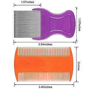 8 Pieces Flea Lice Combs Double Sided Lice Removal Comb Hair Grooming Comb with Metal Teeth (Orange, Blue, Purple, White, 3.5 x 2 Inch, 3.54 x 1.57 Inch)