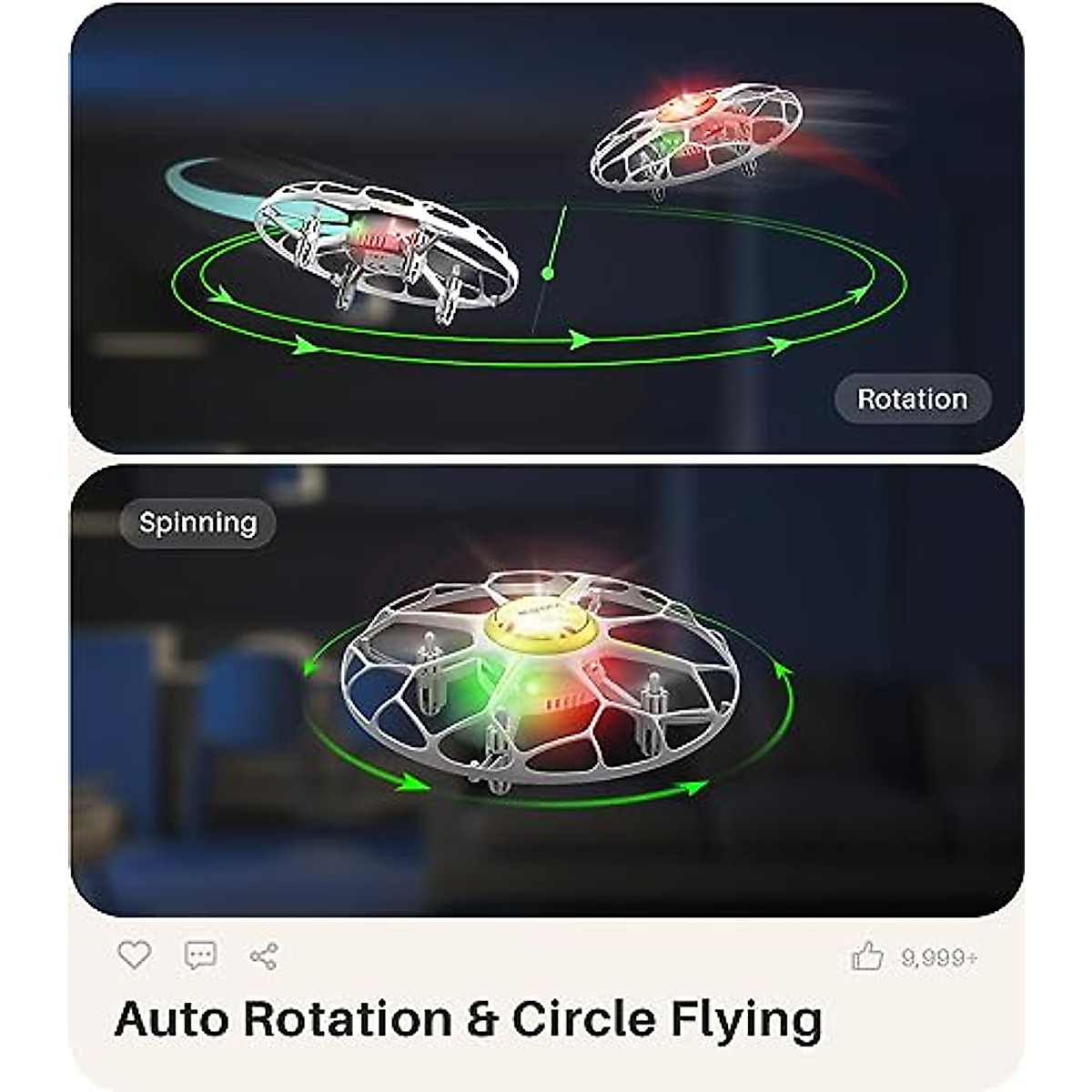 SYMA Mini Drone for Kids Adults, X660 7-Color LED Light RC Quadcopter with Rotary Ascent, 360° Flip, Altitude Hold, Headless Mode Indoor Drone Plane Flying Toys Gifts for Kids 8-12