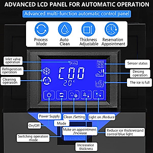 Commercial Ice Maker, 100lbs/24H, Ice Maker Machine, 50 Ice Cubes in 8-15 Minutes, Freestanding Cabinet Ice Maker with 33lbs Storage Capacity for Bar Home Office Restaurant, 2 Water Inlet Modes