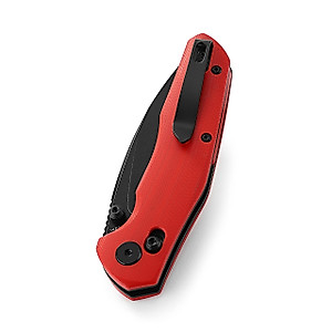 BESTECHMAN Ronan EDC Folding Knife Red G10 Handle Pocket Knife, 14C28N Steel Thumb-Stud Outdoor Tools, BMK02J (Red Handle)