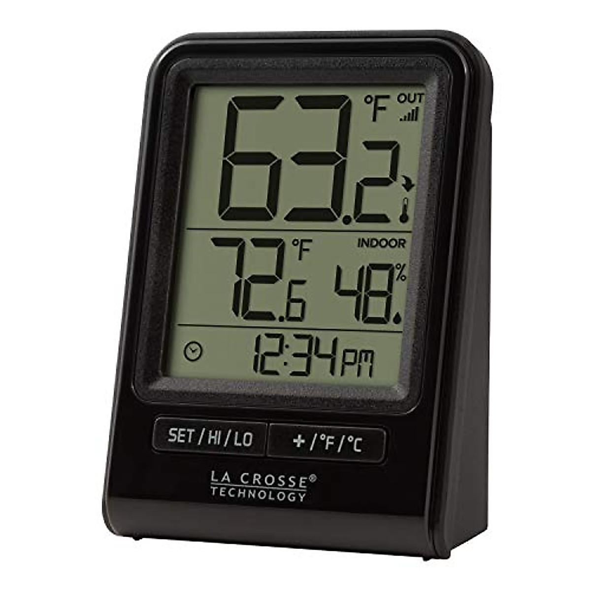 La Crosse Technology 308-1409BT-CBP Wireless Temperature & Humidity Station with Time , Black
