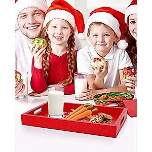 Cookies for Santa Tray Christmas Wooden Serving Tray with Handles 14’’ x 9’’ Decorative Treat Tray for Christmas Eve Xmas Holiday Home Decorations