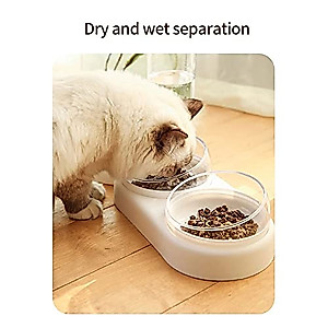 FUUIE Bowls for Food and Water Pet Cat Bowl Automatic Feeder Dog Cat Food Bowl with Water Fountain Double Bowl Drinking Raised Stand Dish Bowls for Cats (Color : Pink)