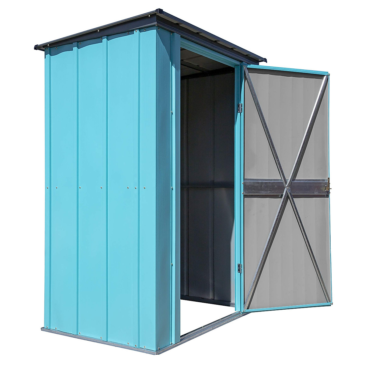 Spacemaker 4' x 3' Compact Outdoor Metal Backyard, Patio, and Garden Shed Kit, Teal and Anthracite