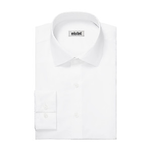 UNLISTED Men's Dress Shirt Slim Fit Solid, White, 15"-15.5" Neck 34"-35" Sleeve