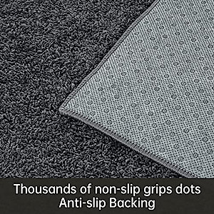 COZYLOOM Large Shag Area Rug, 9 x 12 Luxury Soft Shaggy Rug, Plush Fluffy Indoor Floor Carpet Cozy Solid Modern Rug Anti-Skid Bedroom Floor Cover Living Room Nursery Throw Carpet Dark Grey