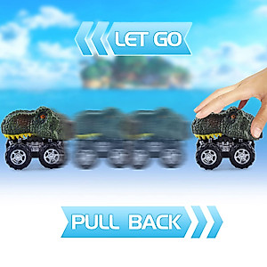 DINOBROS Dinosaur Toy Pull Back Cars 6 Pack Dinosaur Boy Toys Age 3,4,5,6,7 Dino T-Rex Games