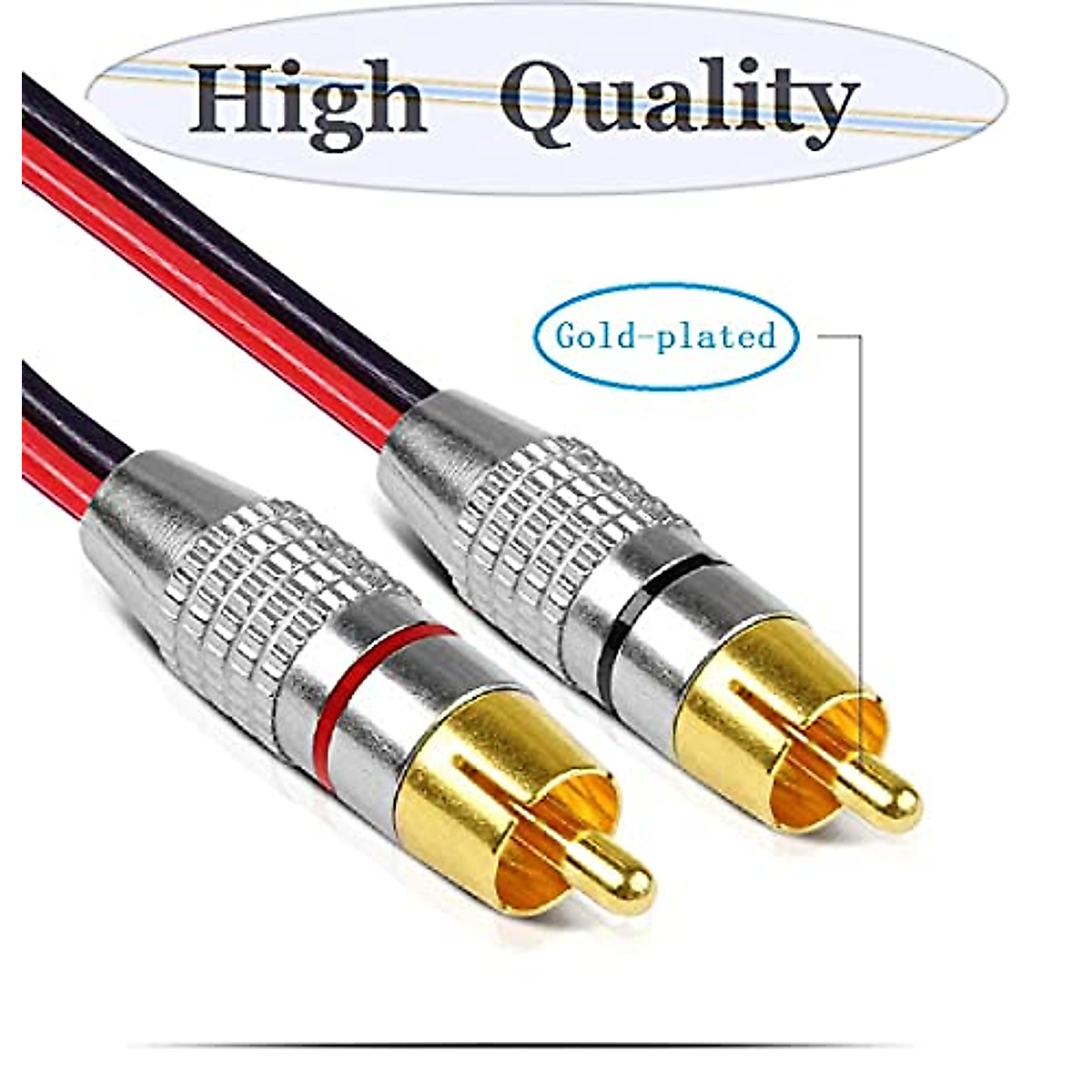 ukiism RCA to Speaker Wire Adapter, Speaker Bare Wire Cables to RCA Plugs Adapter Repair Speaker Cord for Speakers Amplifier Audio Video AV Receivers(2Pack, 1foot)