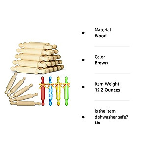 Suclain Wooden Mini Rolling Pin Long Kitchen Baking Small Dough Rolling Pin for Children Fondant Pastry Pizza Crafting and Imaginative Play for Halloween and Christmas Presents (20 Pieces,7 Inches)