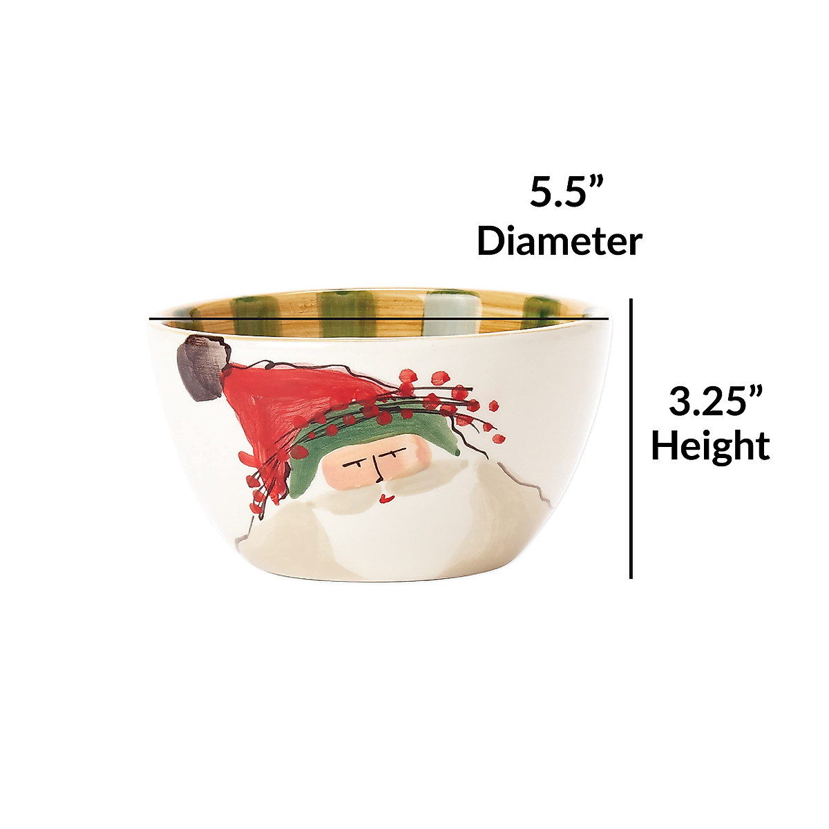 Vietri Old St. Nick Assorted Soup/Cereal Bowls, Set/4, Earthenware Kitchen/Dining Deep Oatmeal Dish