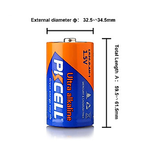 1.5V D Size AM-1 MN1300 Batteries Alkaline Battery lr20 Count Pcs (2)