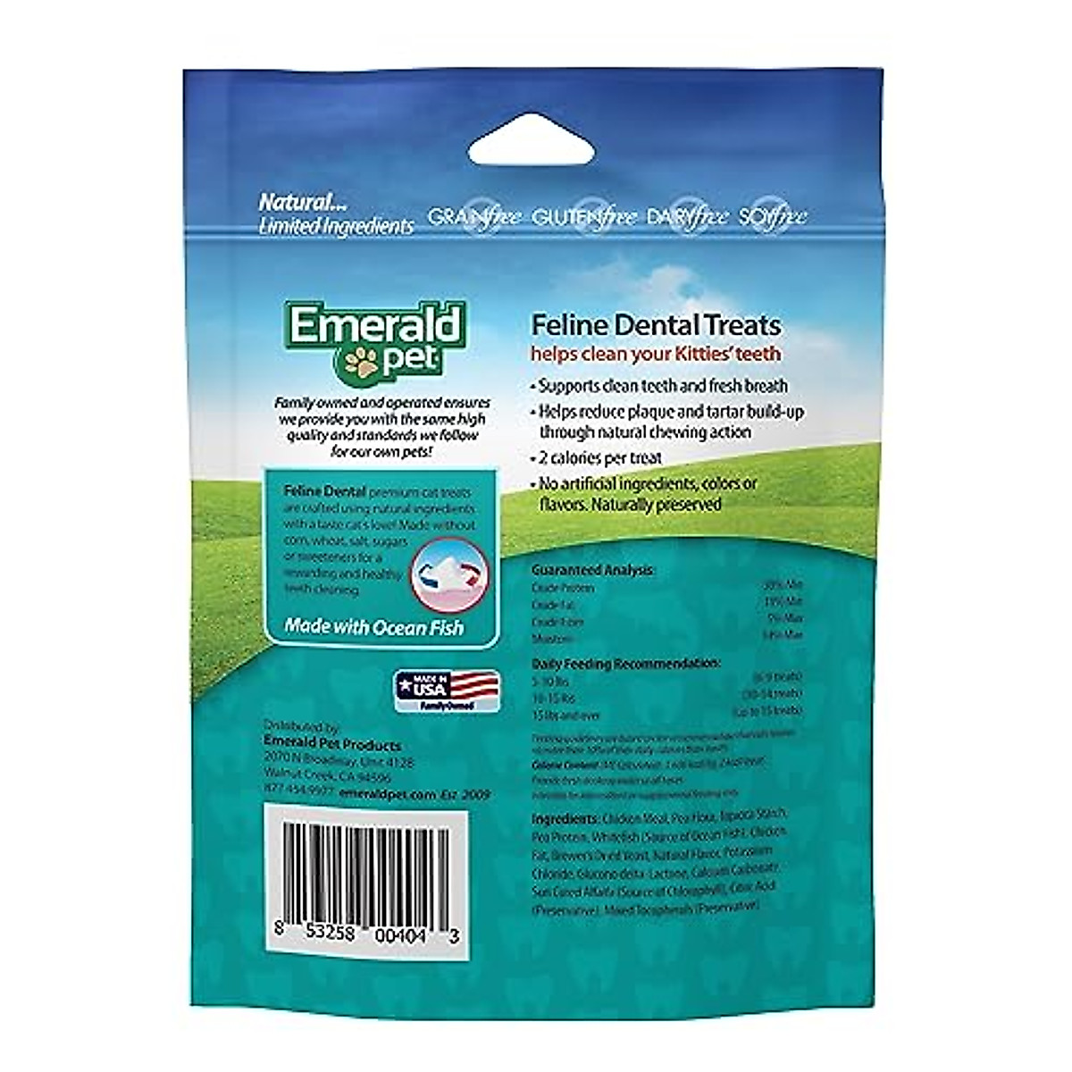 Feline Dental Treats — Tasty and Crunchy Cat Dental Treats Grain Free — Natural Dental Treats to Clean Cat Teeth, Freshen Cat Breath, and Reduce Plaque and Tartar Buildup — Ocean Fish Treats, 3 oz